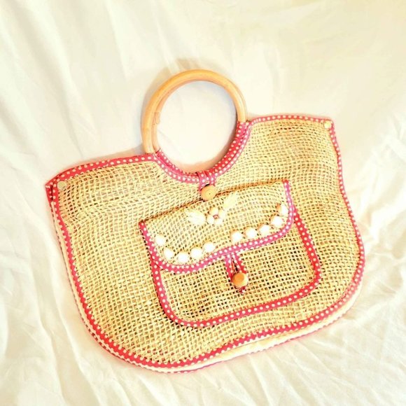 Bags | Vintage 6s Jute Straw Tote Handbag | Poshmark